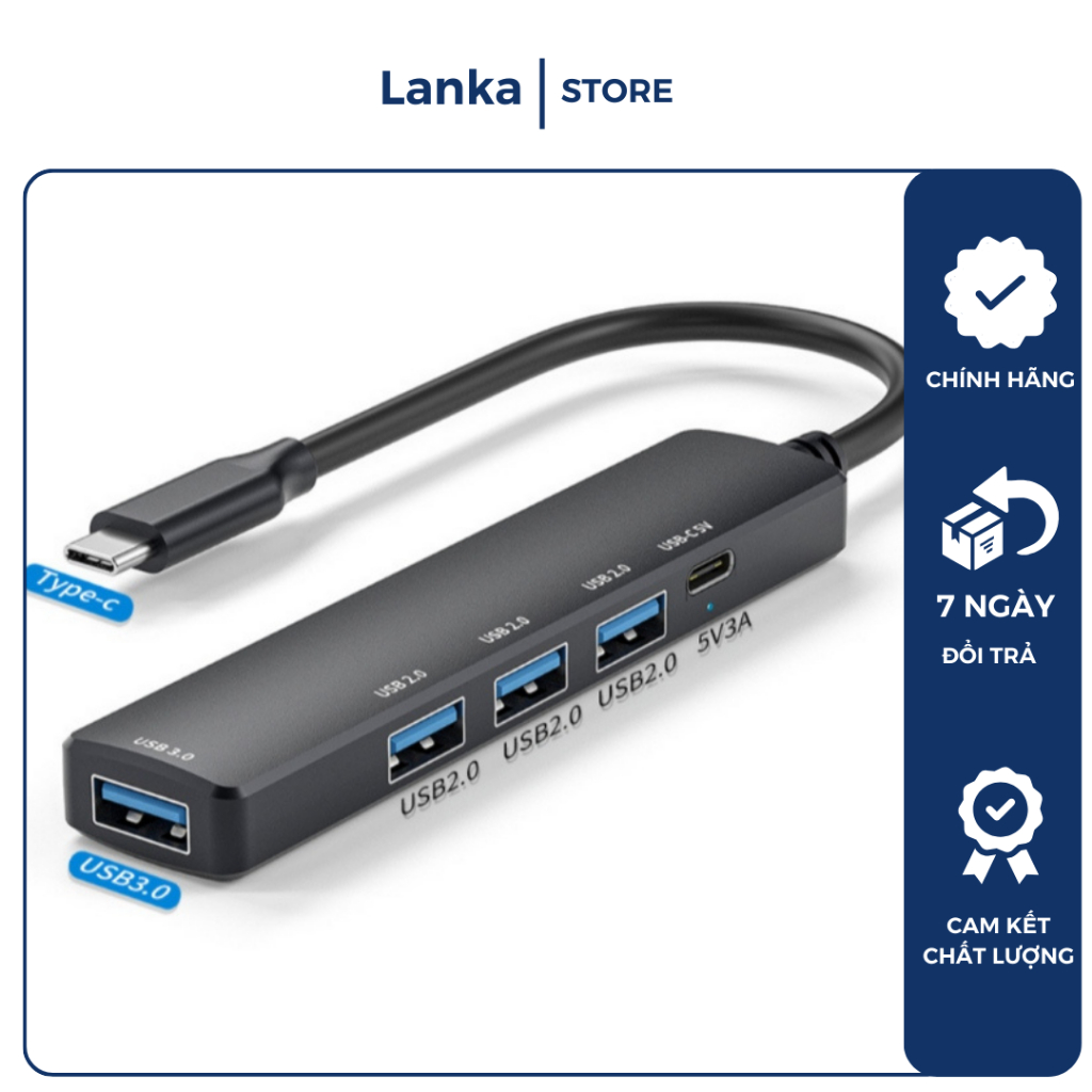 Hub Usb, hub Type C to HDMI , Usb to Lan tốc độ cao 5 in 1 chia cổng mở ...