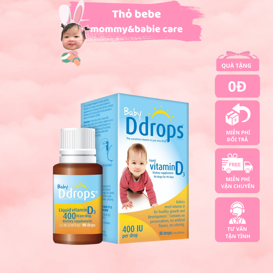 Vitamin D3 Drops Baby Ddrops bản Mỹ / Canada Bổ Sung Vitamin D Cho Bé Lọ 90 Giọt | Shopee Việt Nam