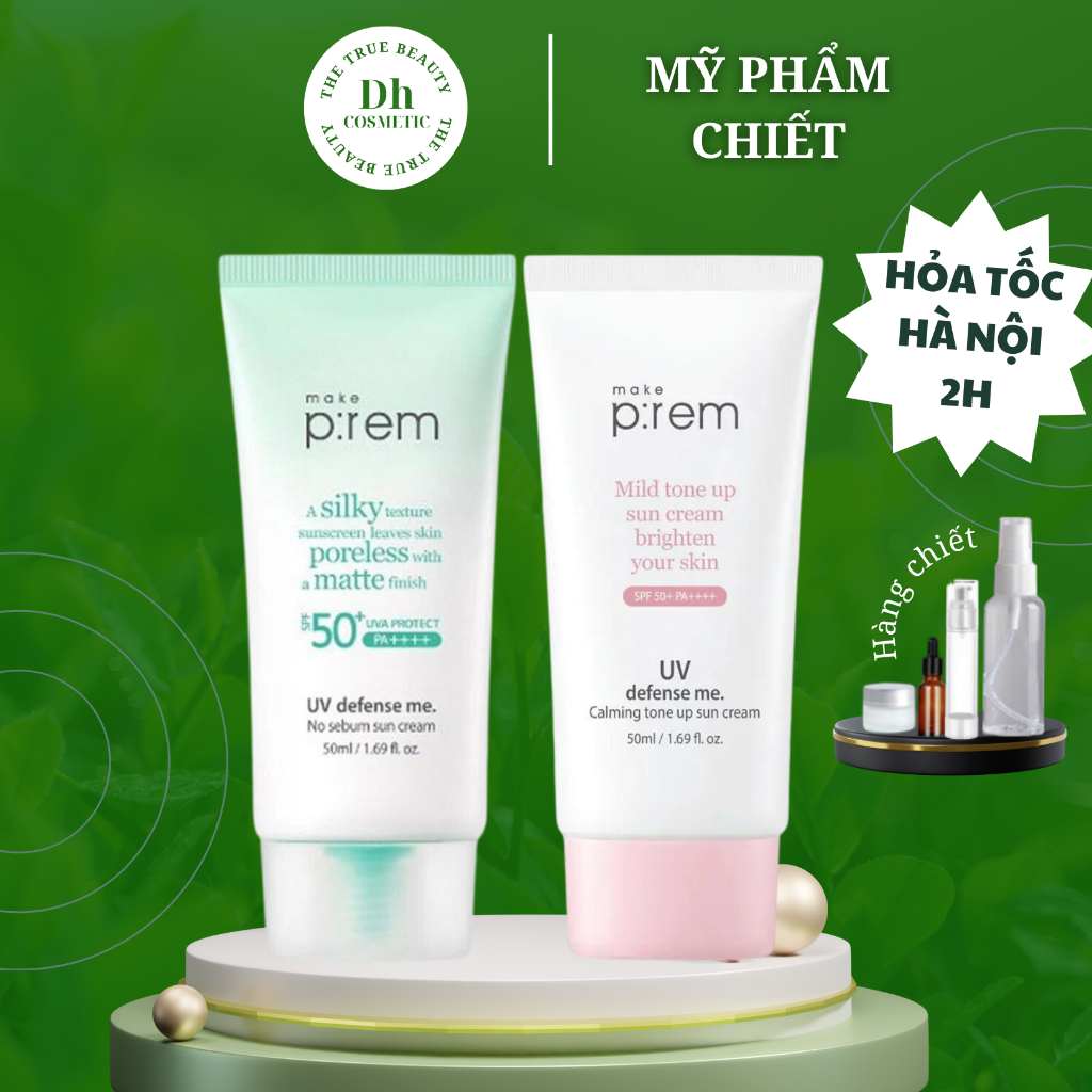 Kem Chống Nắng Make P:rem PREM tone up nâng tone/ Xanh lá kiềm dầu 50ml ...
