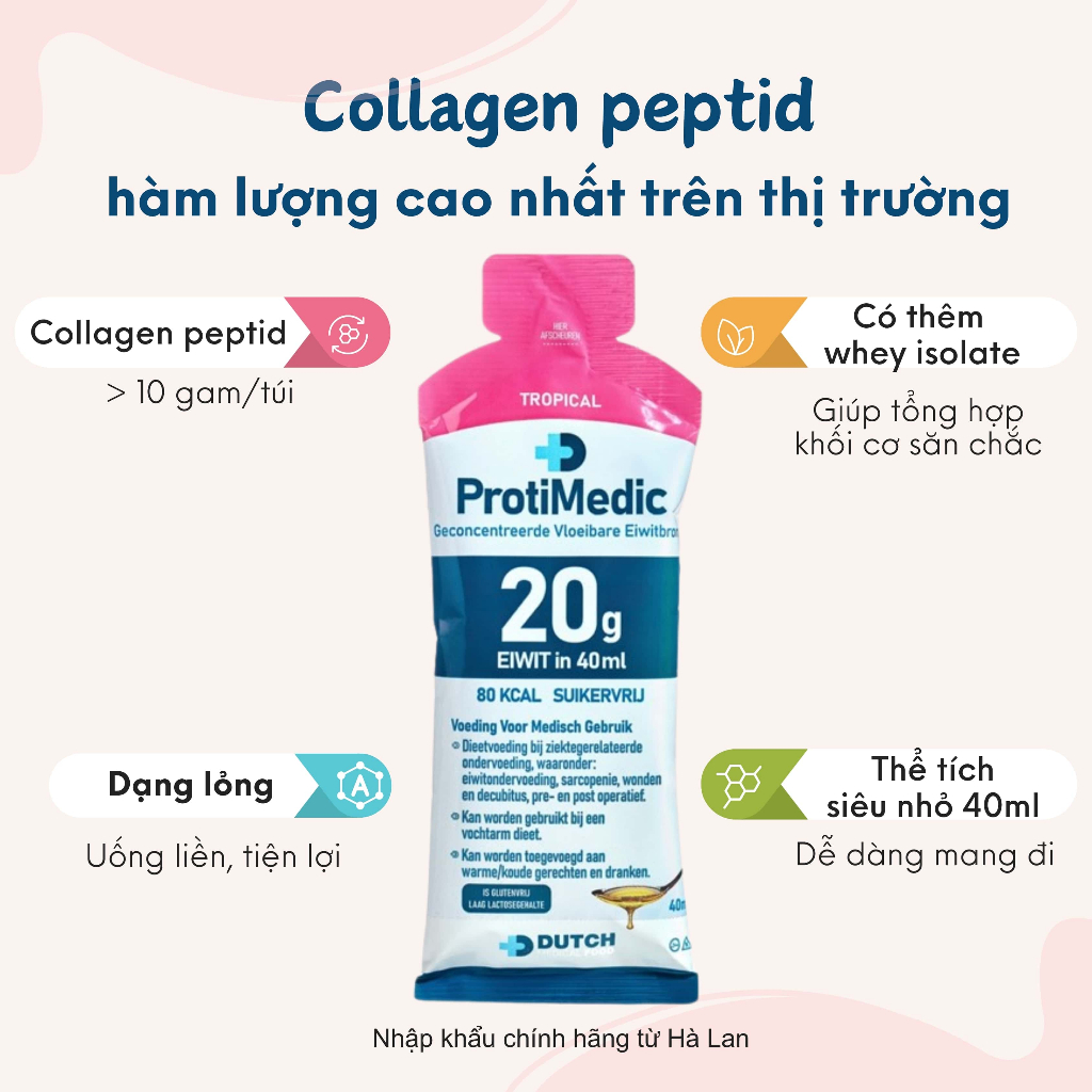 Collagen peptid hàm lượng cao nhất thị trường, >10g/gói 40ml đẹp da ...