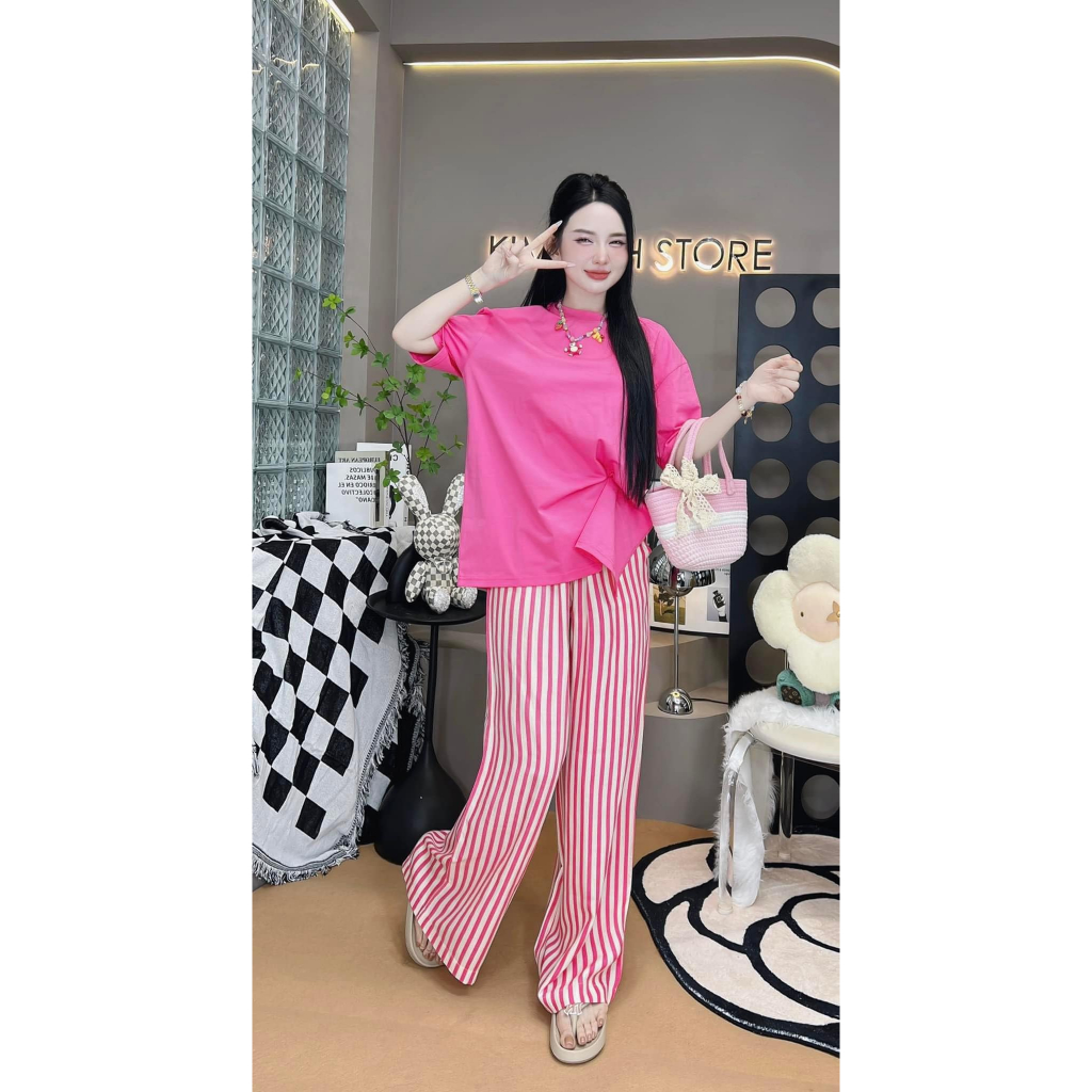 Đồ Bộ Nữ Mặc Nhà-Áo Tay Lỡ Quần Ống Rộng Siêu Xinh- Đủ size Tử 45KG-80kg Vừa-MP31 | Shopee Việt Nam