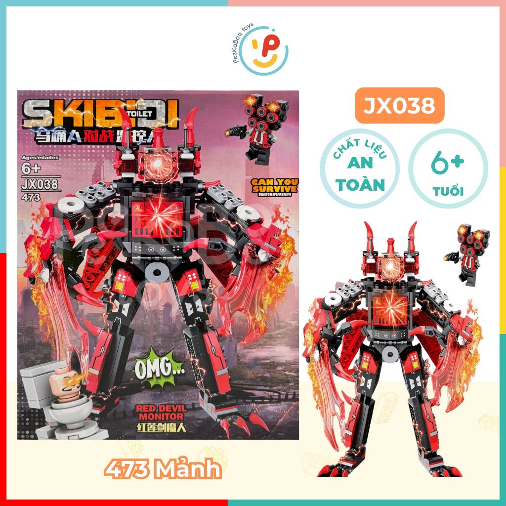 Hộp xếp hình SKIBIDI RED DEVIL MONITOR JX038 473 mảnh | Shopee Việt Nam