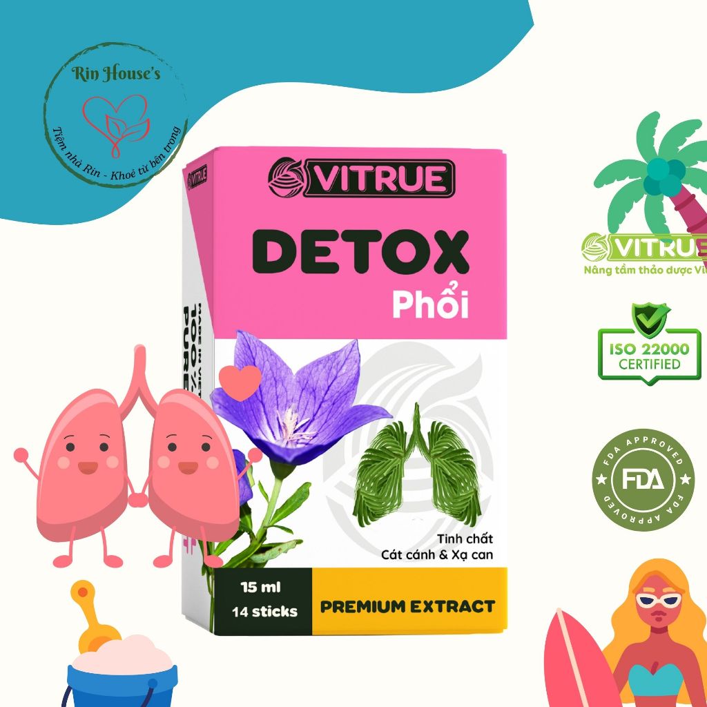 Vitrue detox phổi - Tinh chất 100% thảo dược, giảm ho, long đờm bổ phổi ♥ Phục hồi chức năng ...