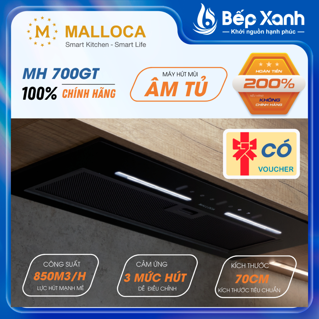 Máy Hút Mùi Âm tủ Malloca MH 700GT - 850 m3/h - Ngang 70cm | Shopee ...