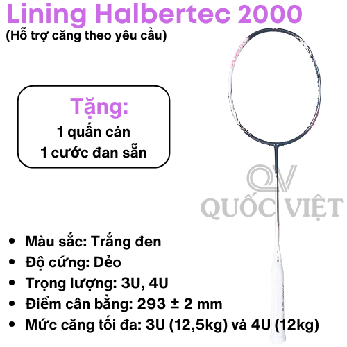 Vợt cầu lông Lining Halbertec 2000-White Gray chính hãng QV Badminton ...
