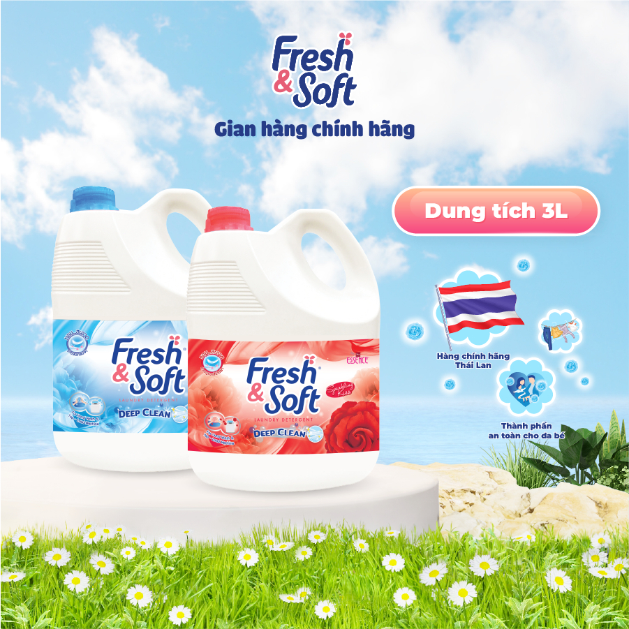 Nước giặt Fresh & Soft Xanh 3L | Shopee Việt Nam