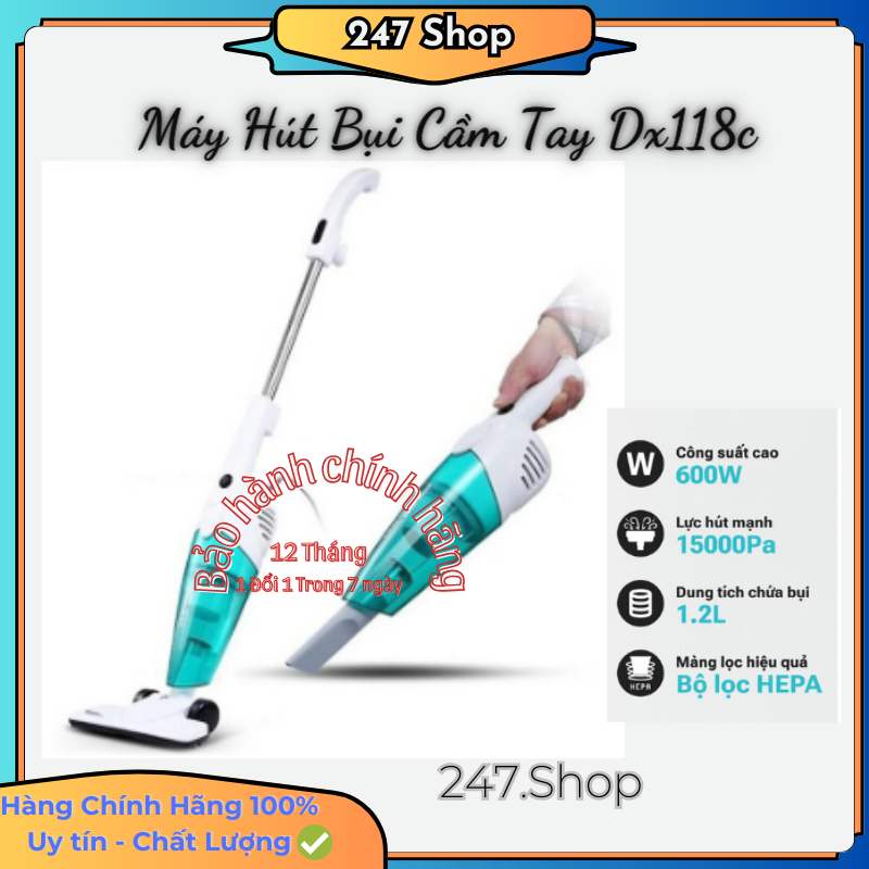 Cây hút bụi mini cầm tay Deerma DEM-DX118C - Bản 600W ( tặng lõi lọc ...