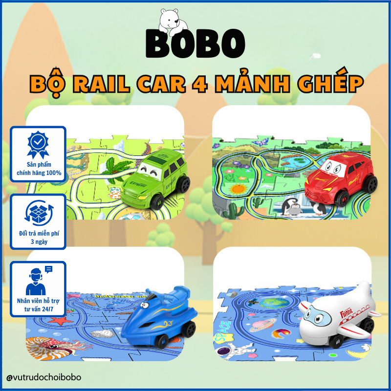 Bộ đồ chơi 4 mảnh Rall Car gồm máy bay, ô tô, tàu biển đồ chơi tư duy ...