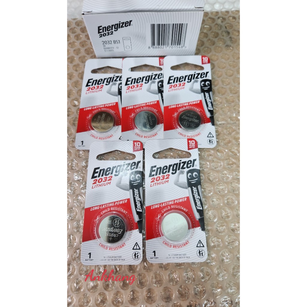 Combo 5 vỉ pin CR 2032 3V Lithium Energizer sử dụng cho remote xe, đèn ...