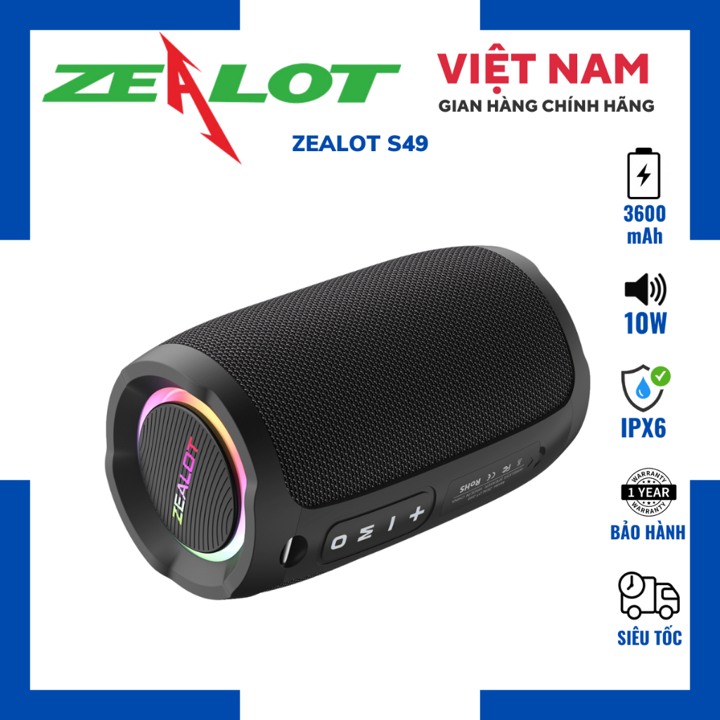 Loa Bluetooth Zealot S49 (10W) & S49 PRO (20W) Bass Mạnh Pin Trâu ...