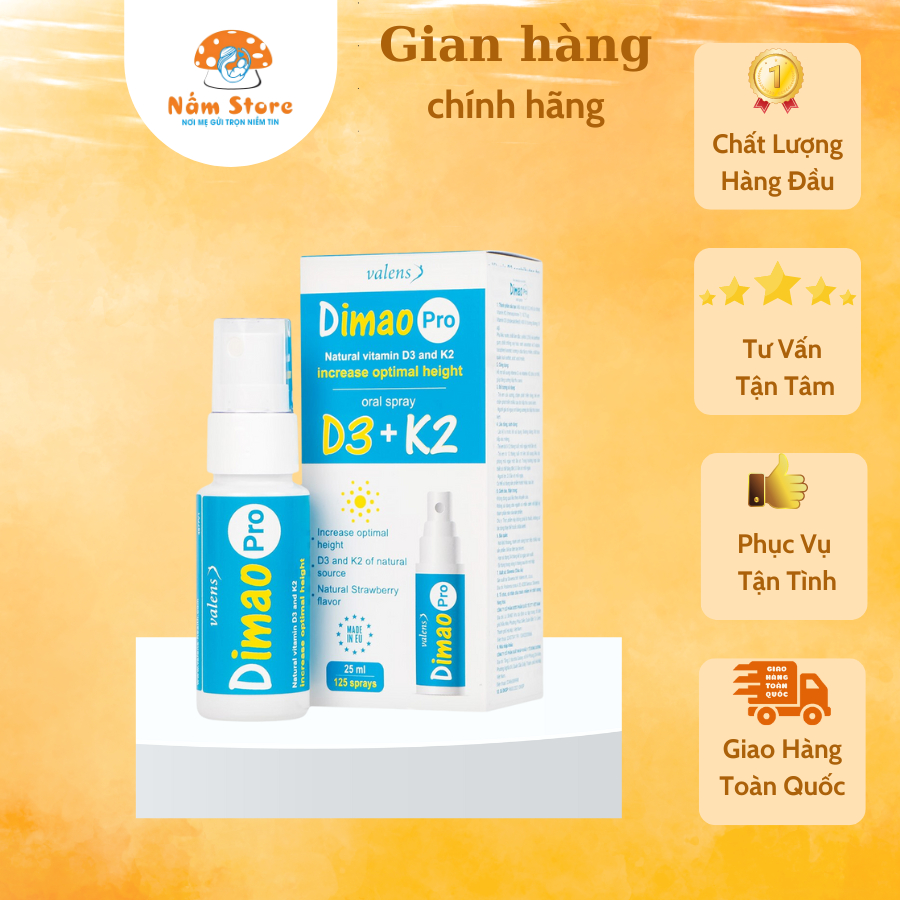 D3 K2 dạng xịt hỗ trợ tăng chiều cao Valens Dimao Pro Spray D3K2 25ml ...