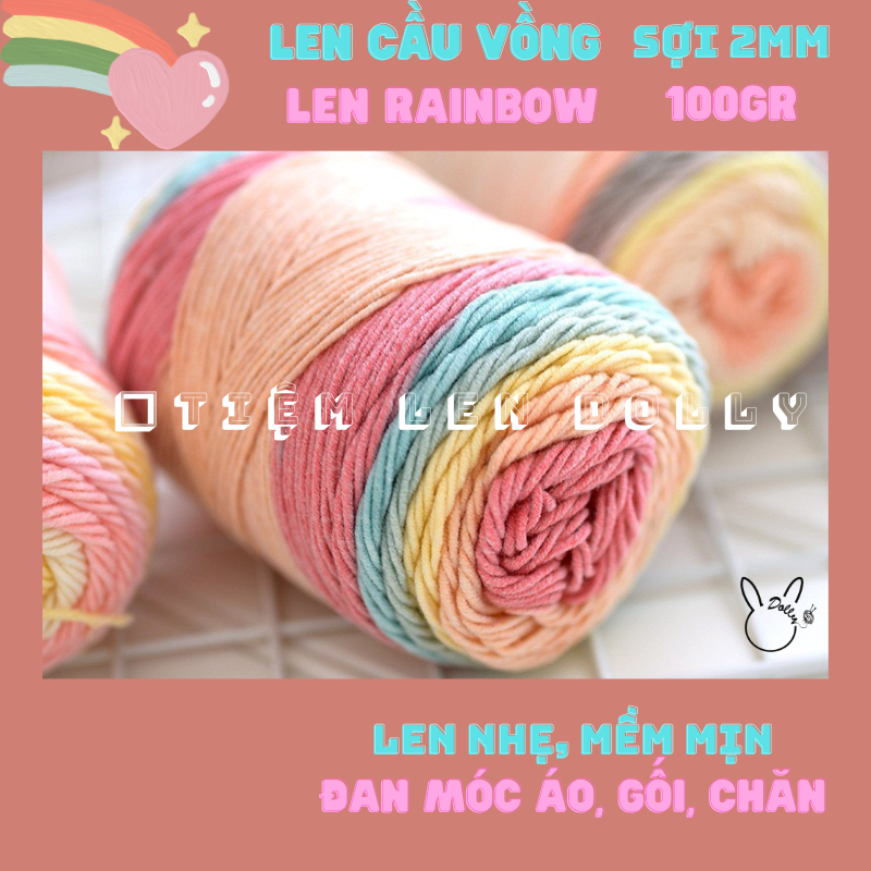Len cầu vồng. len rainbow. len nhiều màu - Tiệm Len Dolly (len sợi, len ...