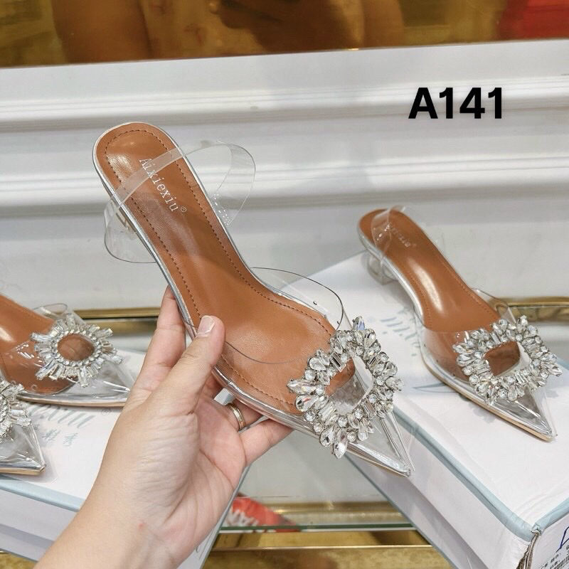GIÀY MICA TRONG CÔNG CHÚA GẮN ĐÁ GÓT TRỤ 4cm mã A141 | Shopee Việt Nam