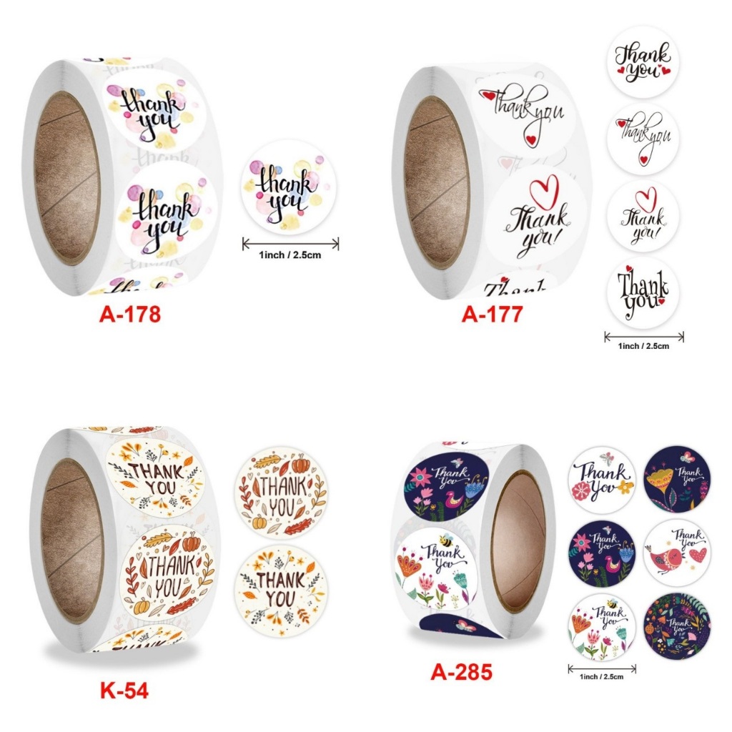 Cuộn 500 tem Sticker Thank you in màu tự dính 2.5cm - Tem cảm ơn ...
