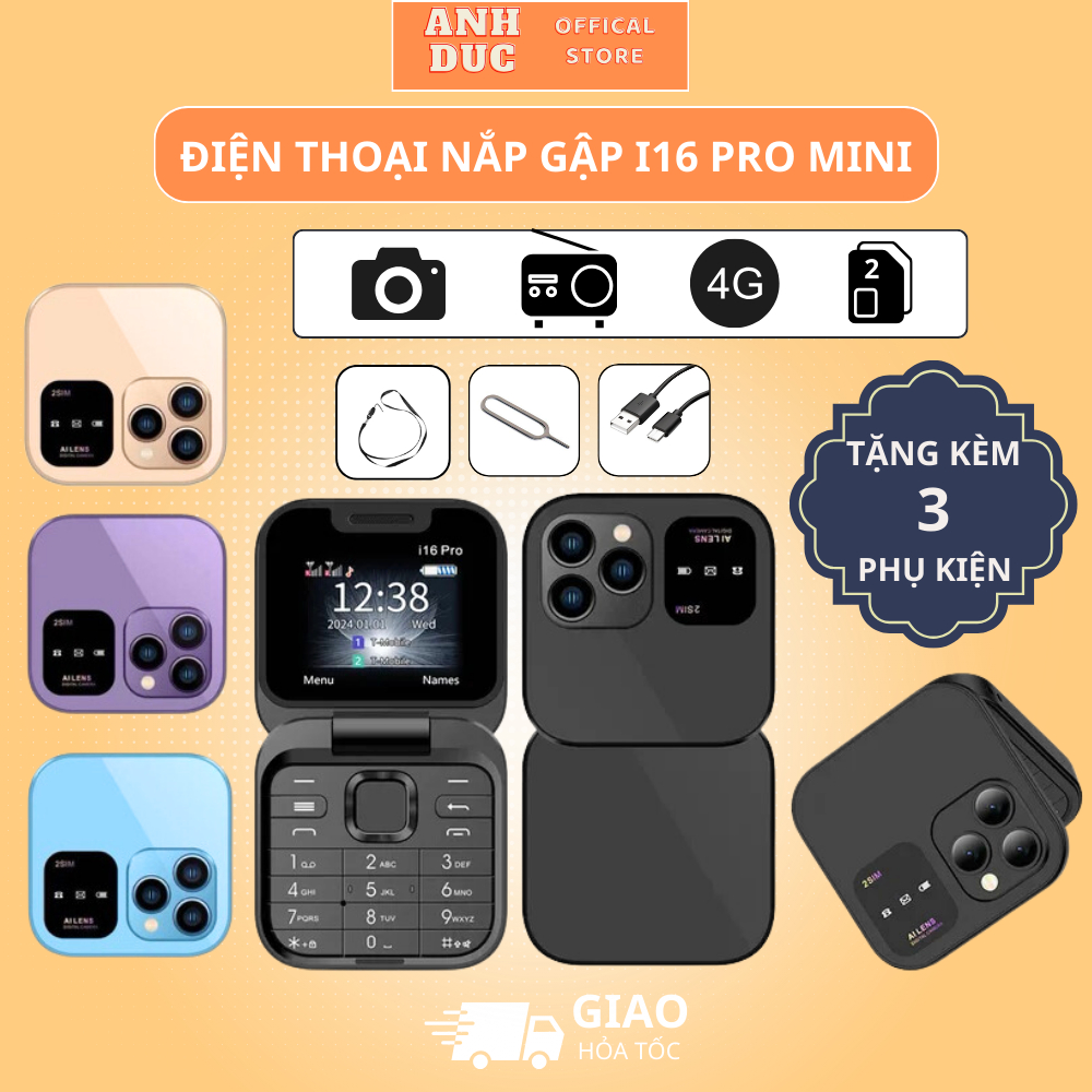Điện Thoại Thông Minh Siêu Nhỏ Nắp Gập SERVO i16 Pro - 2 Sim-Sim 4G ...