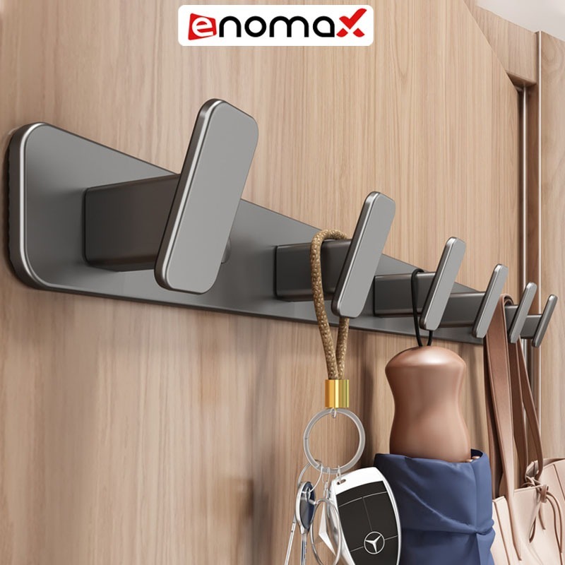 Móc treo quần áo Enomax đa năng dán tường, chất liệu nhôm hàng không ...
