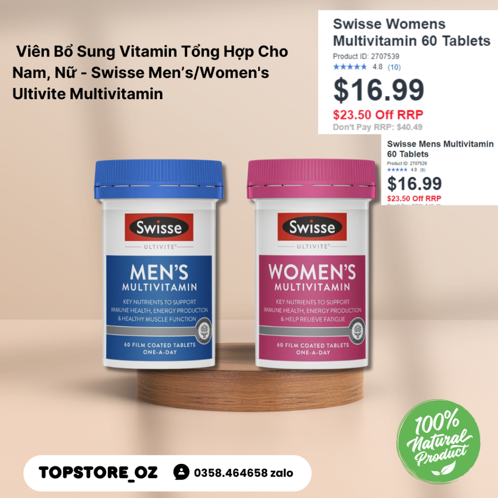 [Hàng Úc 100%] Viên Bổ Sung Vitamin Tổng Hợp Cho Nam, Nữ - Swisse Men’s/Women's Ultivite ...