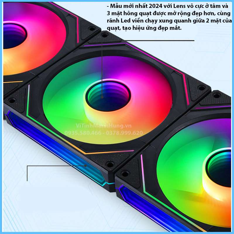 Quạt Jungle Leopard PRISM 6 Pro, Led gương vô cực 3 mặt hông, 12cm, 4 ...
