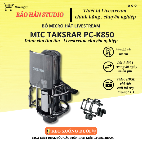 Mic Thu Âm Livestream Cao Cấp TASKAR Pc-K850 Chính Hãng Cao Cấp Dùng Để ...