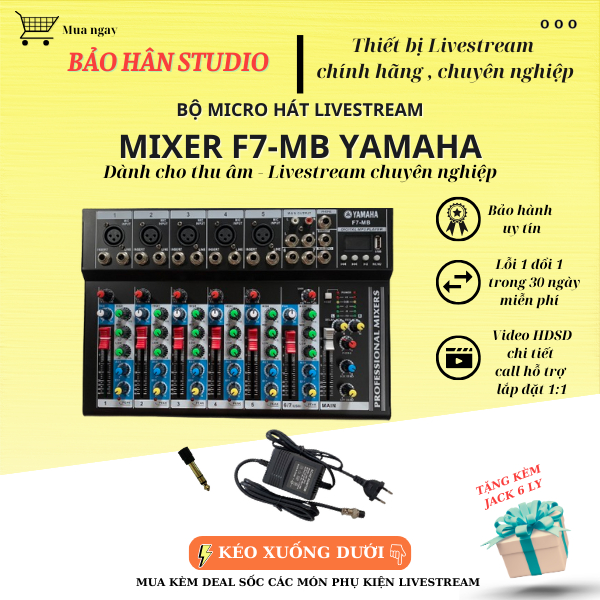 Mixer F7-Mb Yamaha Màn Hình Có Bluetooth Bản Mới Nhất,Tặng Kèm Jack 6 ...