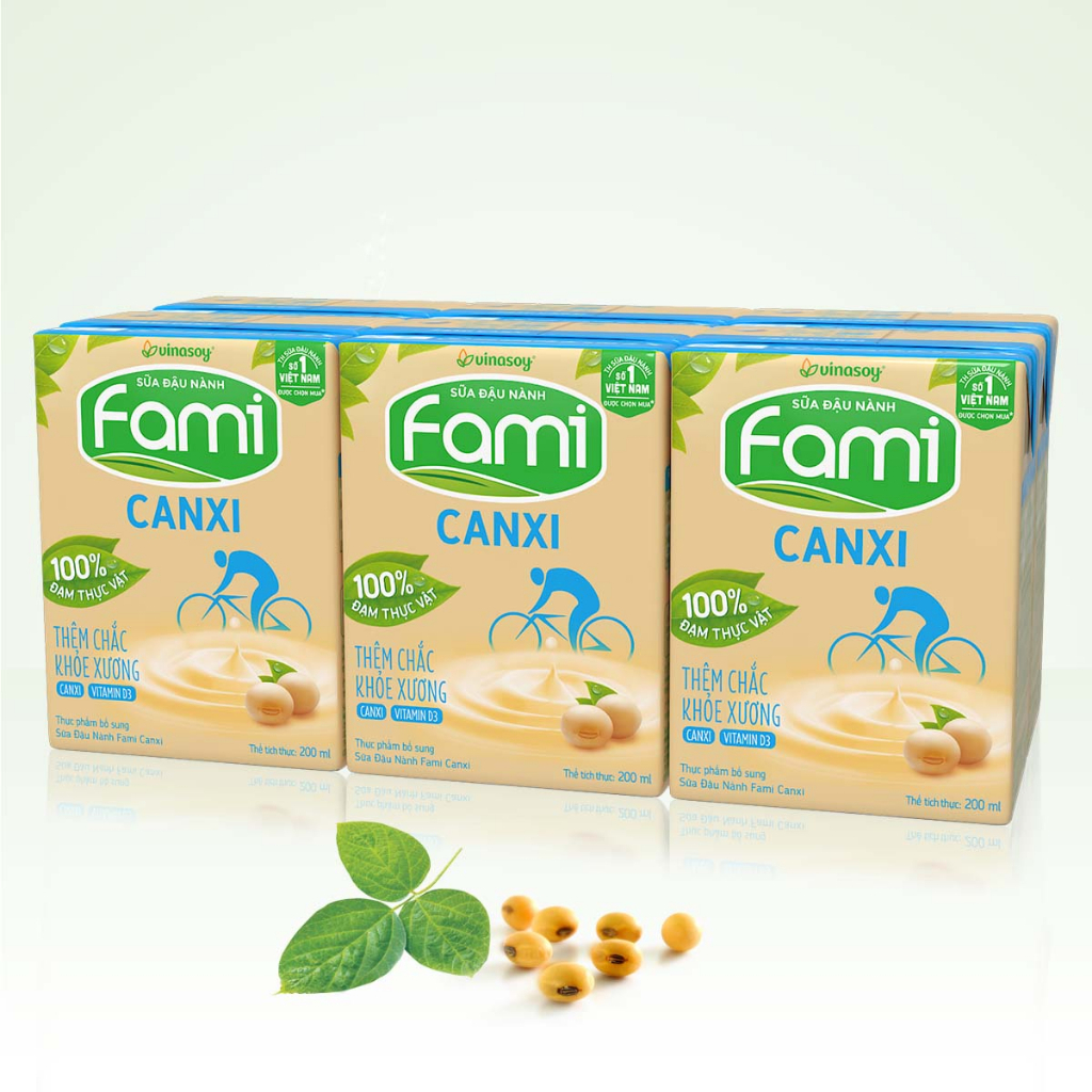 Sữa đậu nành Fami Canxi có đường 200ml (lốc 6 hộp) | Shopee Việt Nam