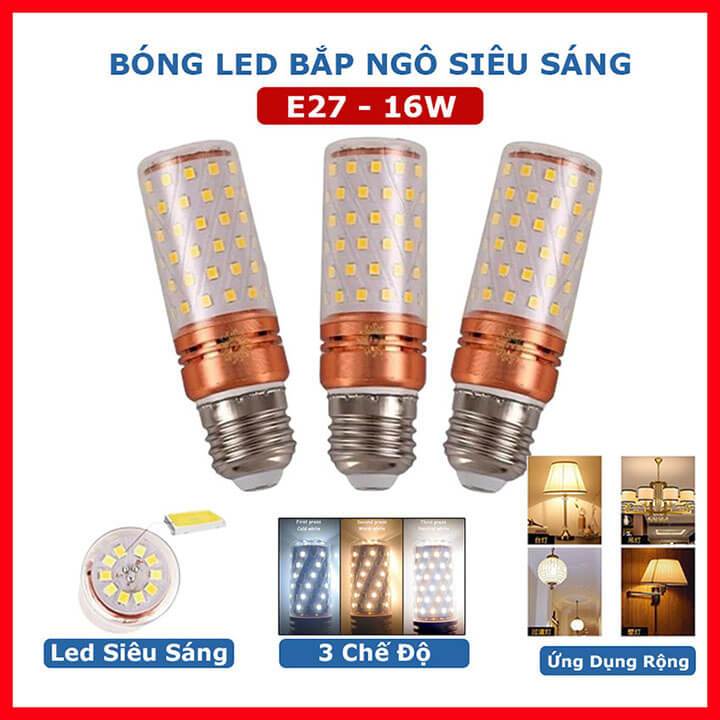 Bóng đèn Led siêu sáng hình bắp ngô đui xoáy E27 16W 3 chế độ màu Trắng ...