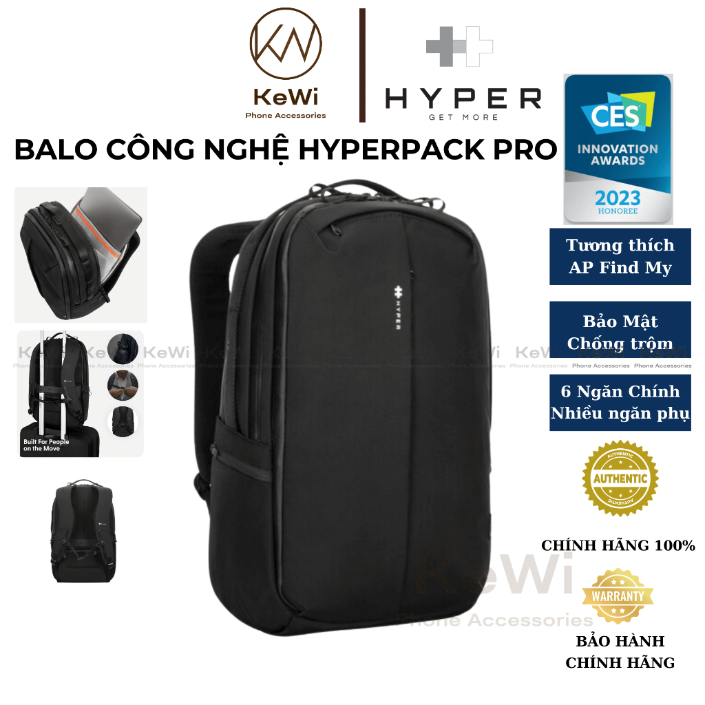 Balo Công Nghệ HyperPack Pro With AP Find My Compatible Location Module – HP20P2-BK - HÀNG CHÍNH ...