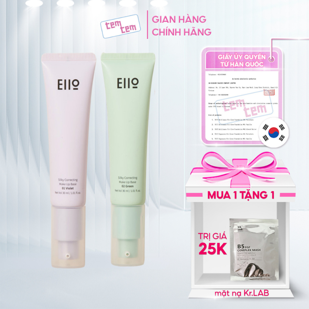 Kem lót EIIO hiệu chỉnh sắc tố da Silky Correcting Makeup Base 30ml che ...