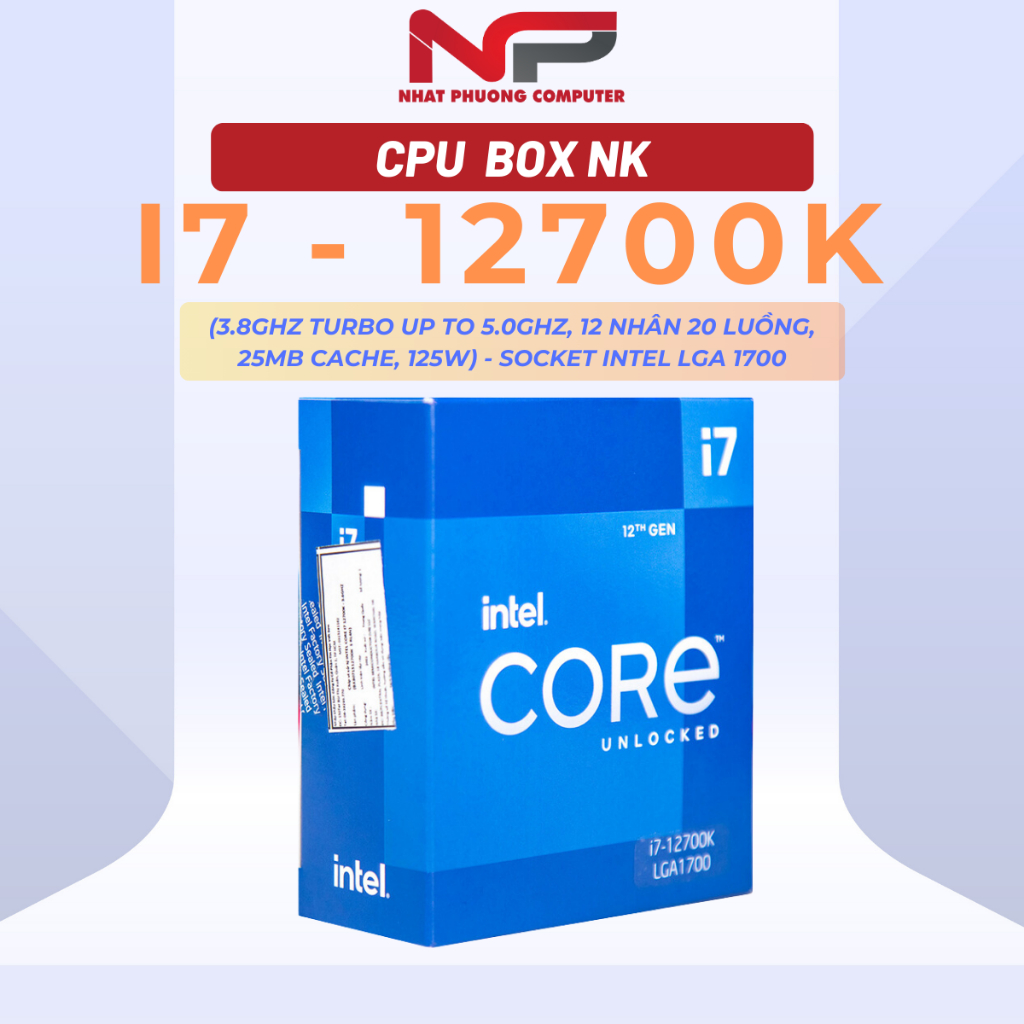 CPU Intel Core i7 12700K (5.00GHz, 12 Nhân 20 Luồng, 25M Cache, Alder Lake) - Mới Bảo Hành 36 ...