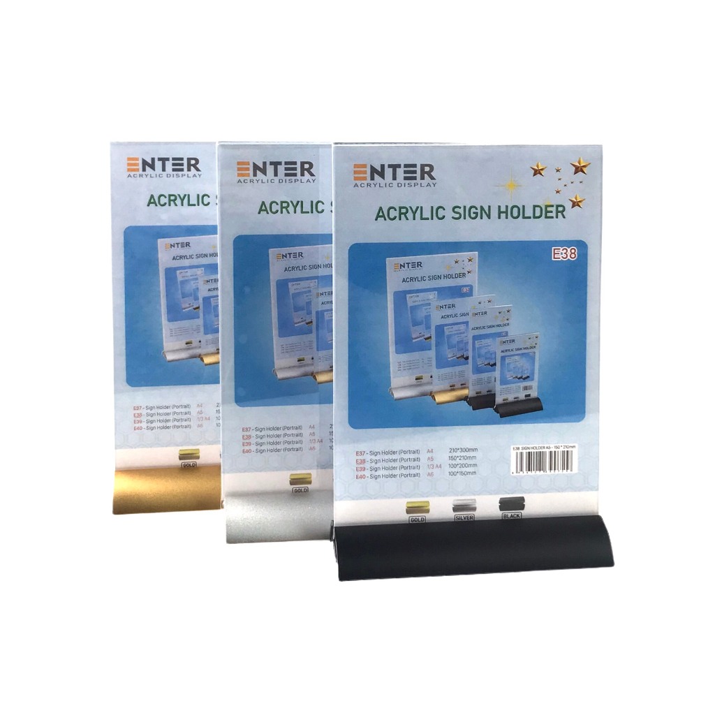 Kệ mica 2 mặt Enter E38 150x210mm đế nhôm cao cấp A5, Kệ menu nhà hàng ...