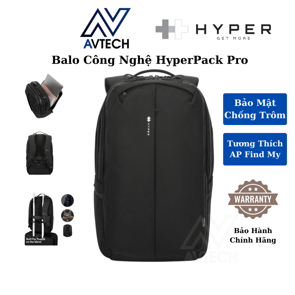Balo Công Nghệ HyperPack Pro With AP Find My Compatible Location Module – HP20P2-BK - HÀNG CHÍNH ...