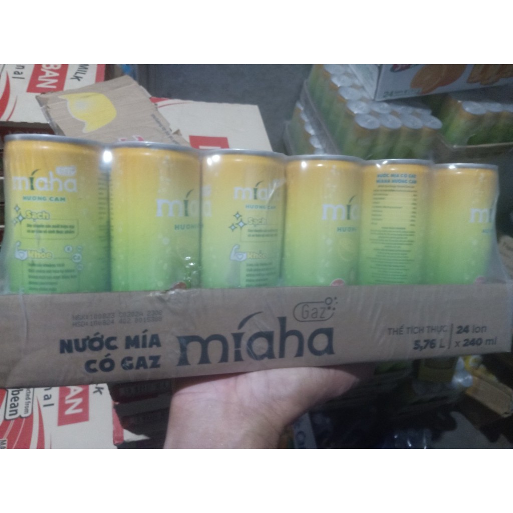 Thùng 24 Lon Nước Mía có ga vị cam MÍAHA 240ml | Shopee Việt Nam