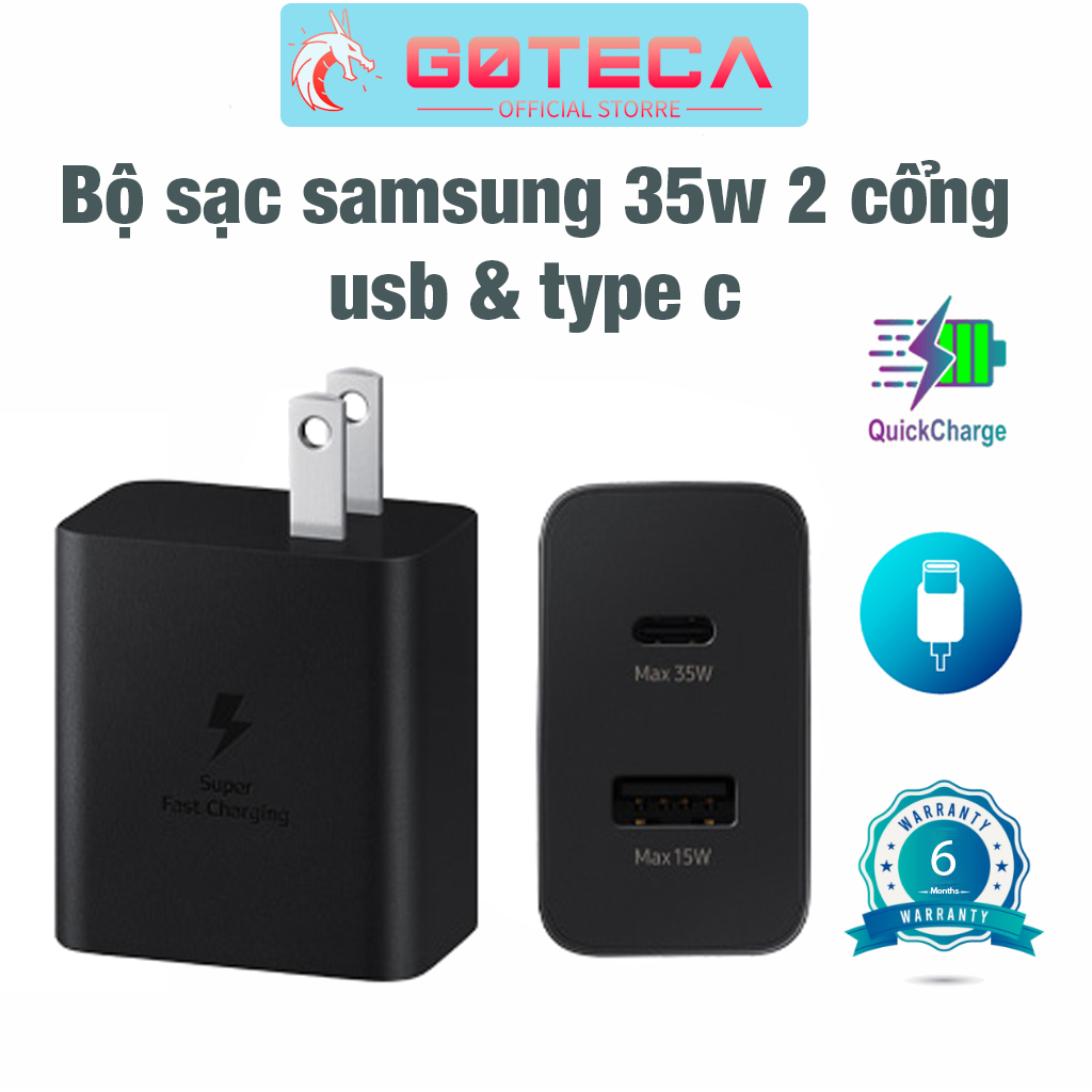 Củ sạc nhanh Samsung 35W Chính hãng GOTECA 2 Cổng (25W + 15W) Cốc sạc ...