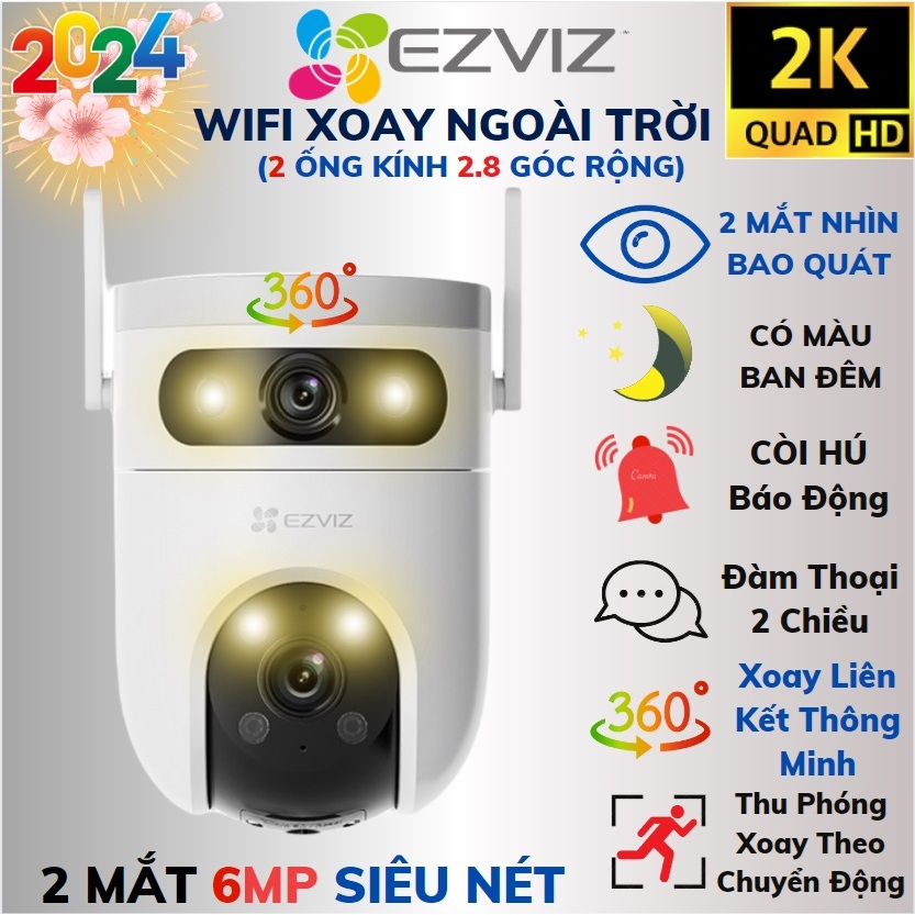 Camera WIFI Ngoài Trời Xoay 360 EZVIZ H8 PRO, H8C, 5MP 3MP 2K 3K SIÊU NÉT Màu Ban Đêm - Chính ...