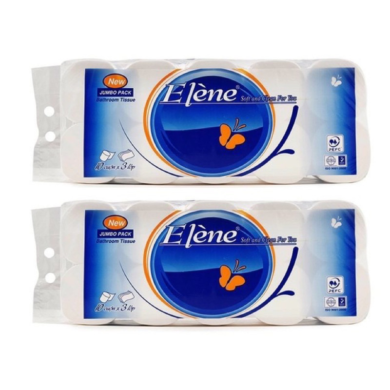 [Combo 2 ELENE] Giấy vệ sinh Elene 10 cuộn 4 lớp không lõi xanh có lõi ...