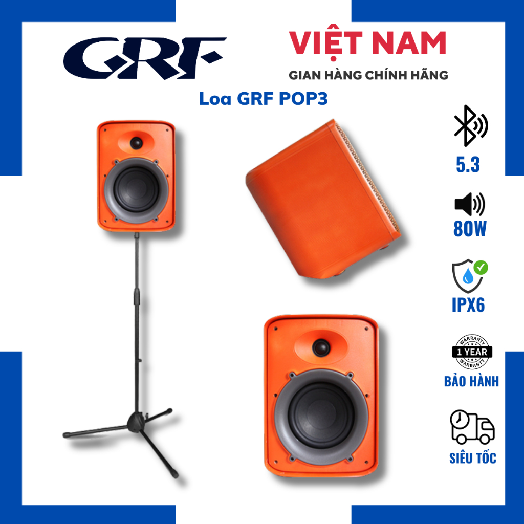 Loa Bluetooth GRF POP3 & POP266 Công Suất 80W - 100W, Có Cổng Livestream, Bass Mạnh, Pin Trâu ...