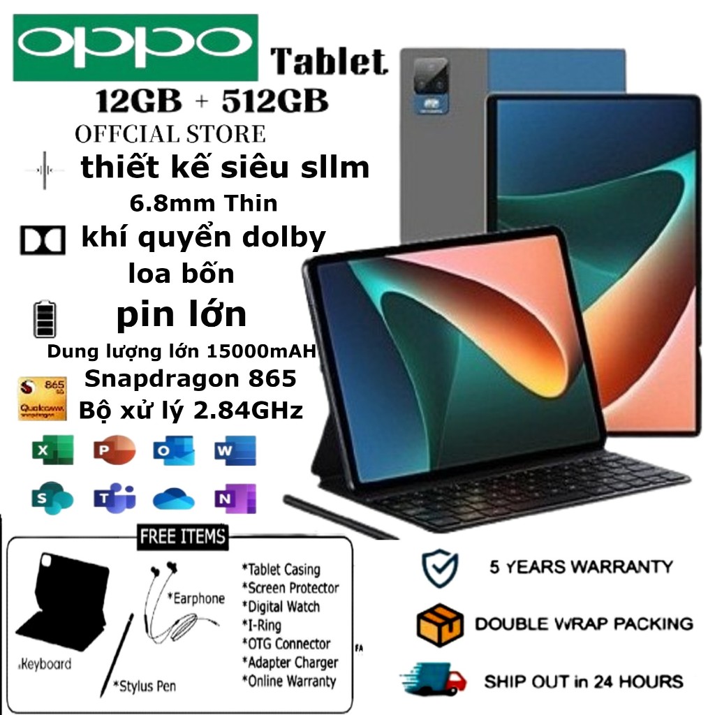 OPPO Pad Tablet 12.1 Pro inch 16+512GB Wifi 4G Dual Sim Học Máy Tính ...