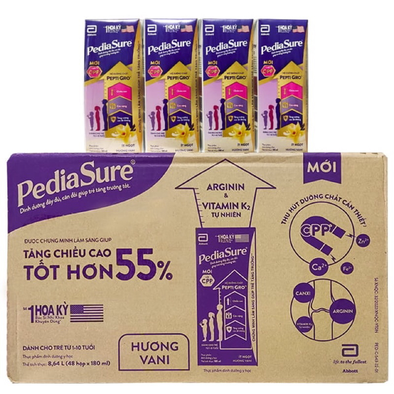 Thùng 48 hộp sữa dinh dưỡng Pediasure 180ml hương vani ít ngọt | Shopee ...