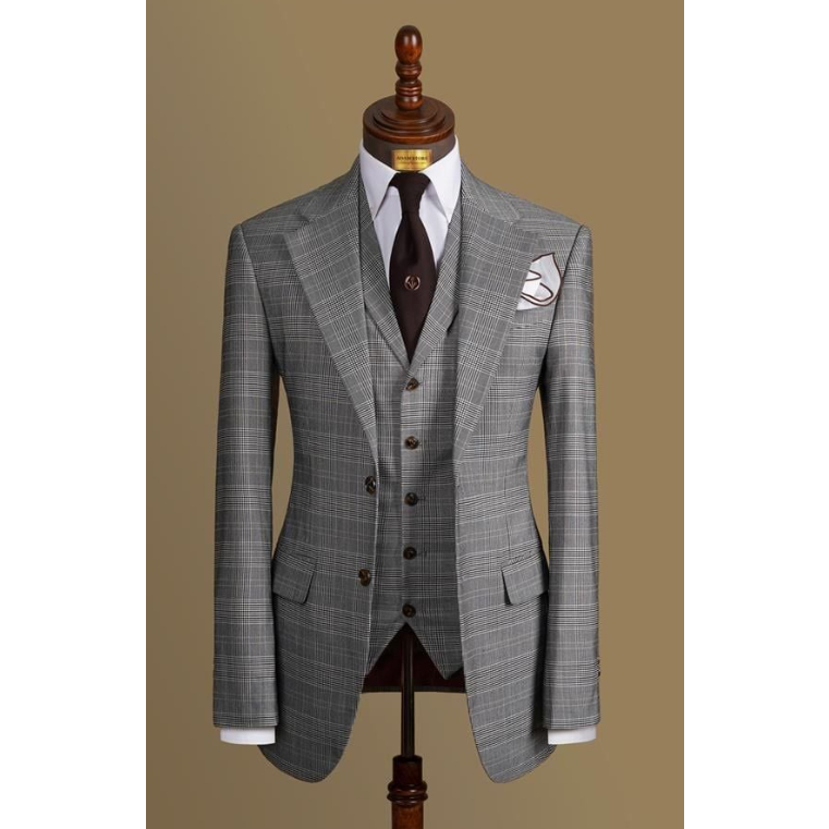 BO VEST THE TUXEDO ADAM GHI KẺ NÂU ĐEN BV299 | Shopee Việt Nam