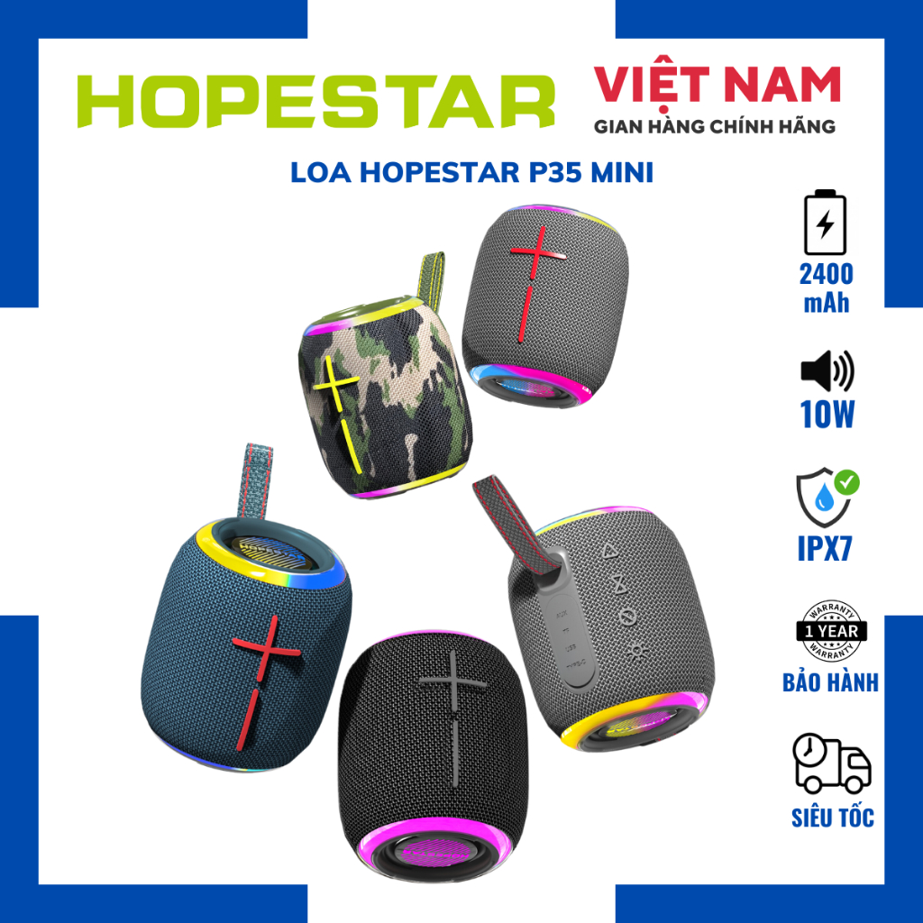 Loa Bluetooth Hopestar P35 Mini Công Suất 10W Bass Mạnh, Chống Nước ...