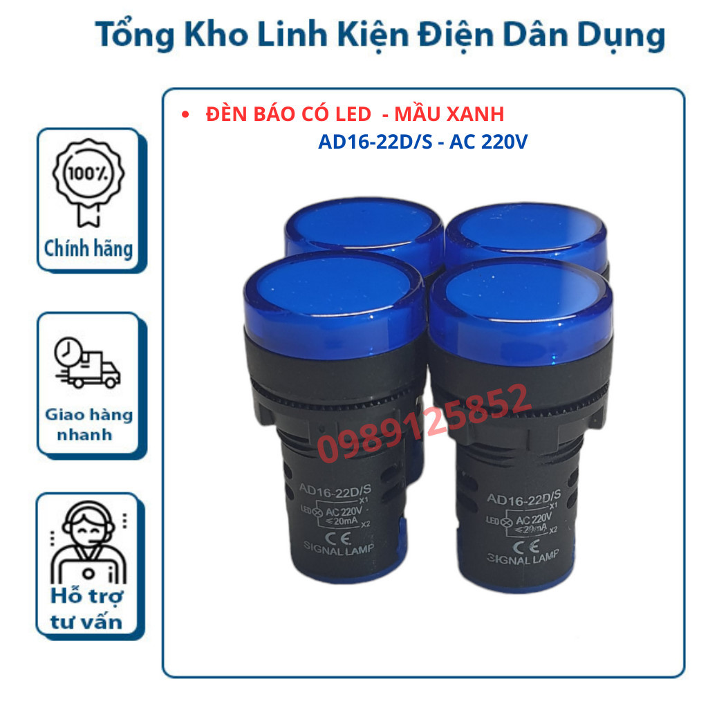 Đèn Báo Pha Phi 22 AD16-22D/S Led 3 Màu XANH DƯƠNG | Shopee Việt Nam