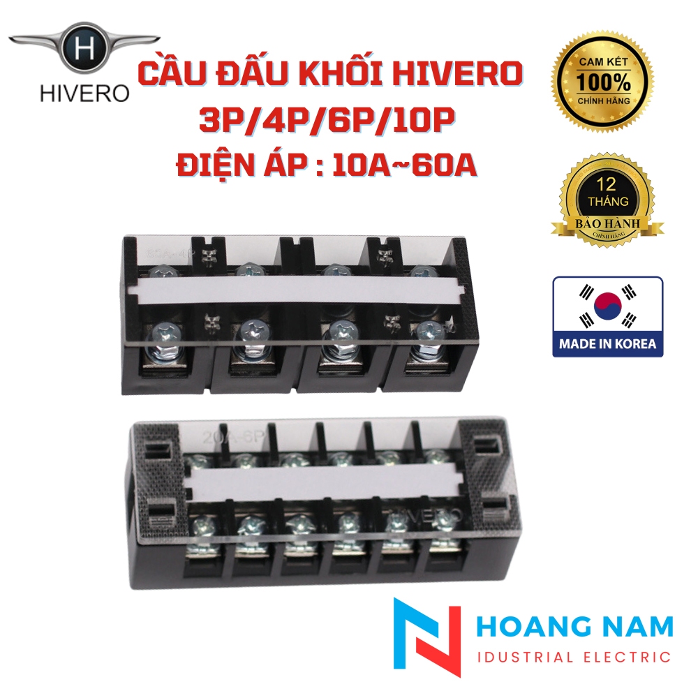 [MADE IN KOREA] Cầu đấu khối HIVERO (DOMINO) - Đủ loại 3P 4P 5P 6P 8P 10P - Điện áp 10A~60A ...