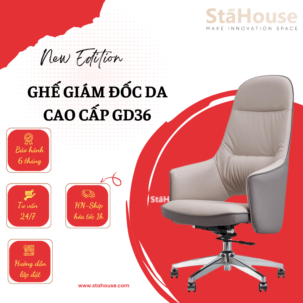 Ghế Giám Đốc Da PU Chân Xoay Làm Việc Tại Văn Phòng - GD36 | Shopee Việt Nam
