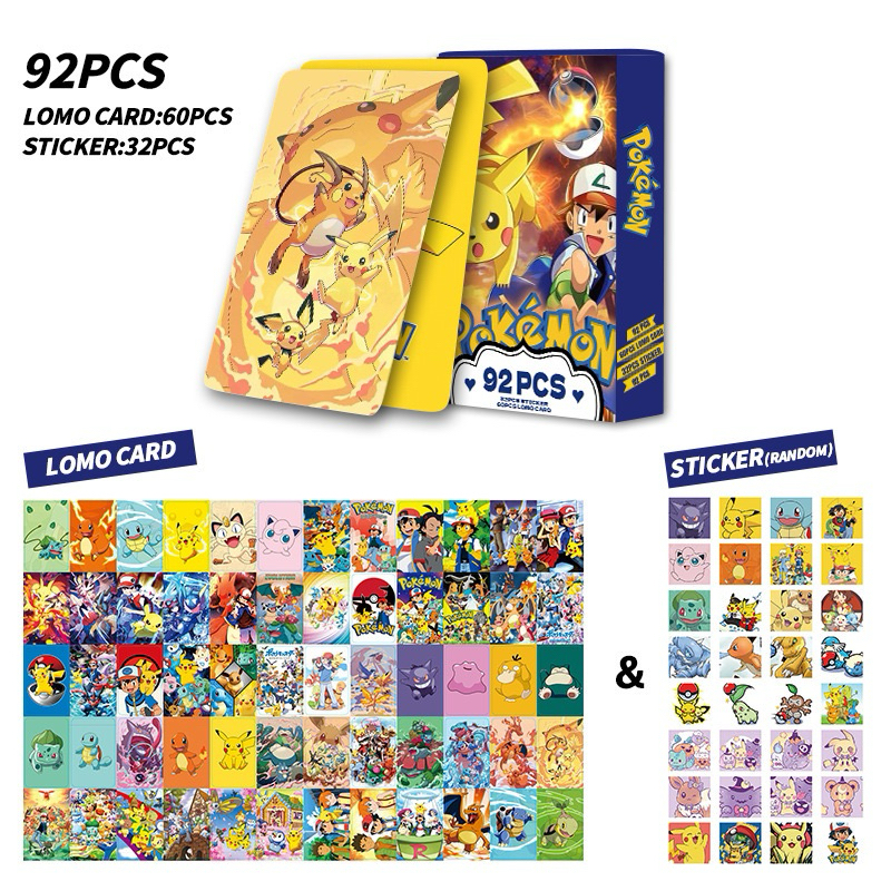 [Lomo Pokemon 92] Bộ 60 lomo card Pokemon + 32 Sticker Pokemon | Shopee ...