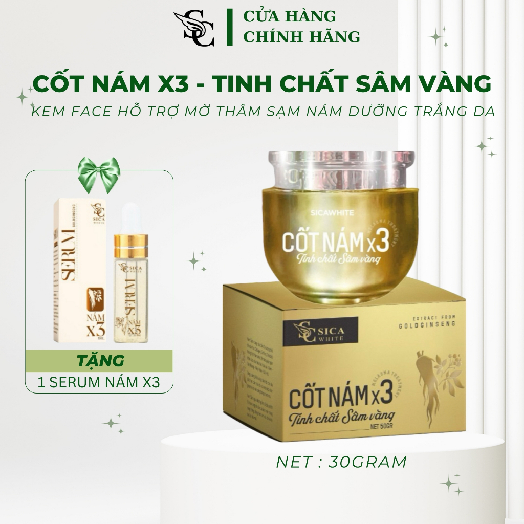 [CHÍNH HÃNG] Kem face cốt nám x3 30G Sica White tặng kèm serum cốt nám 5ml, hỗ trợ phục hồi da ...