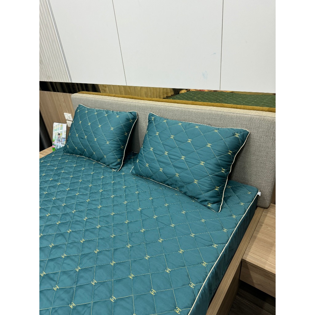 Bộ ga gối phi lụa trải giường ga trần bông bo chun ga chun trần bông cap cấp phi lụa đủ kích ...
