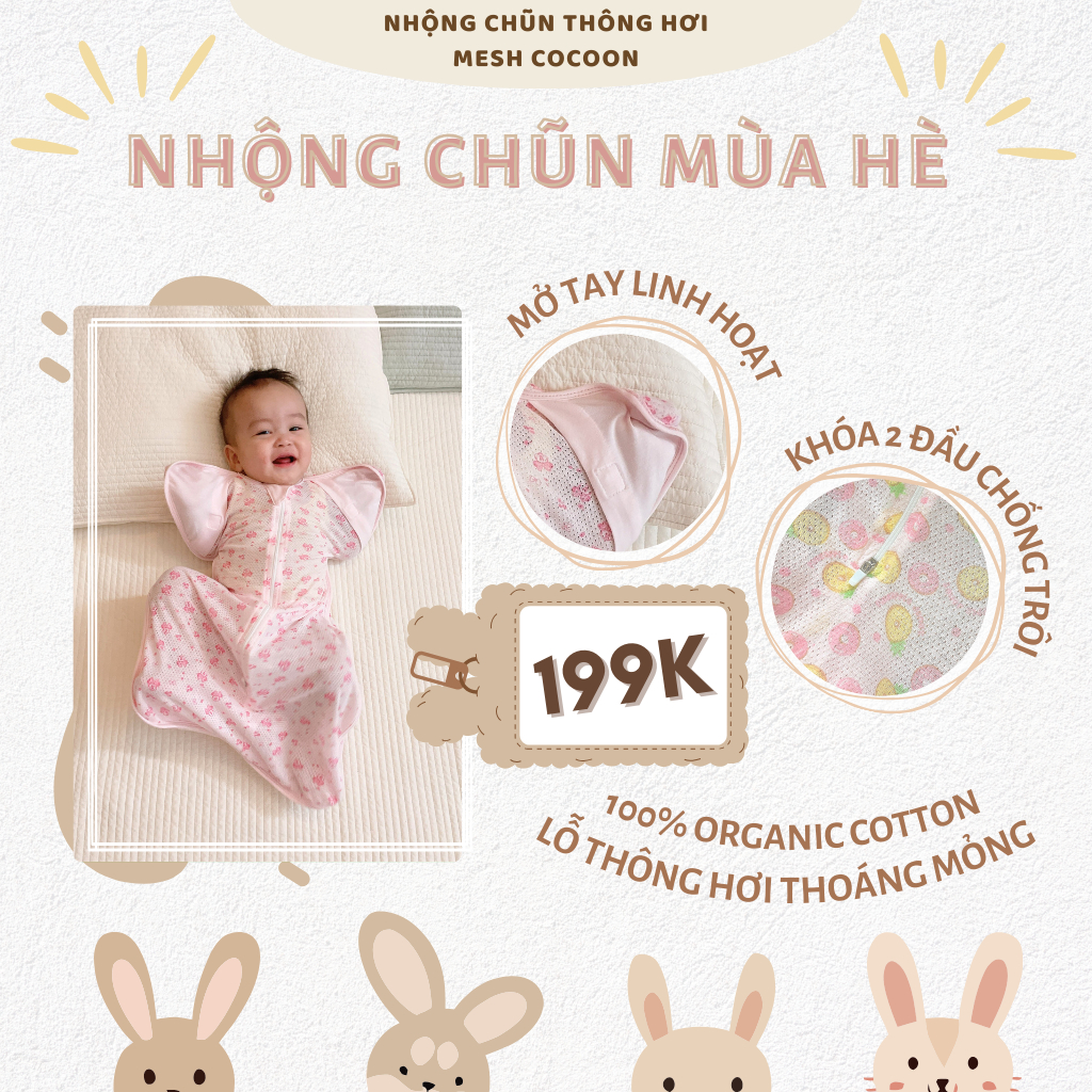 Nhộng lưới thông hơi mở tay MESH COCOON nhộng chũn hè Hàn Quốc siêu ...