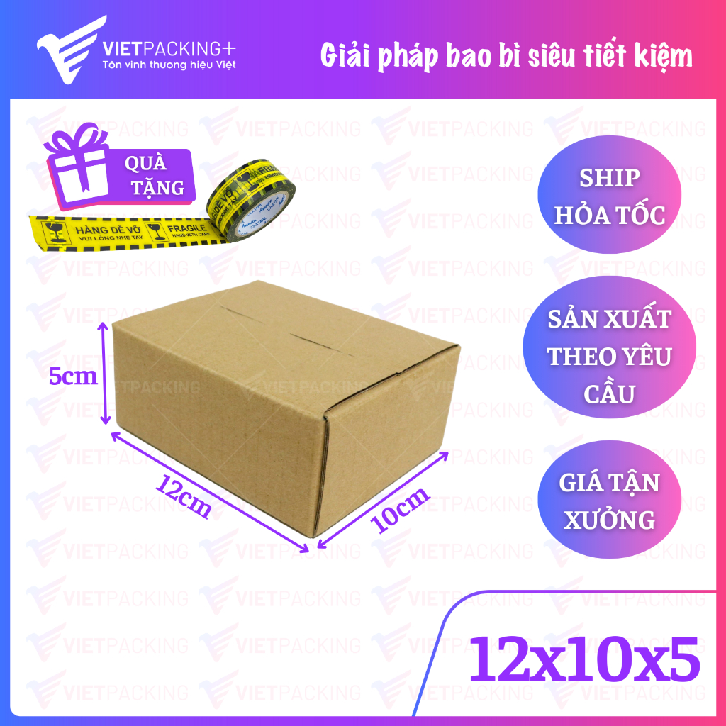 12x10x5 Combo 50 hộp carton đóng hàng COD, hộp giấy đóng hàng, hộp ...