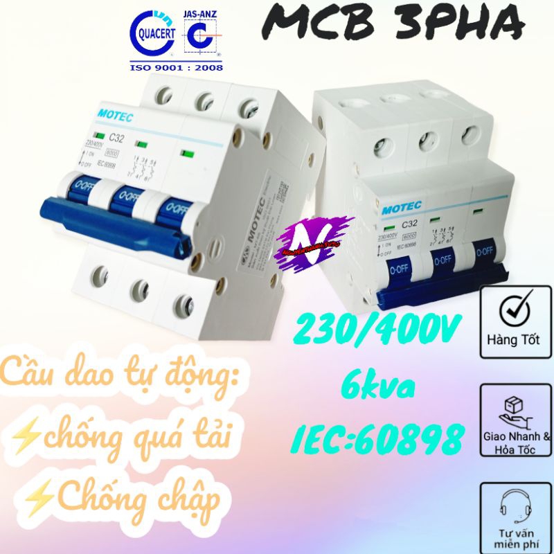 mcb 3pha, 4pha trắng motec 3 tép trắng, 4 tép trắng (aptomat CB MOTEC, cb 3 tép, 4 tép trắng ...