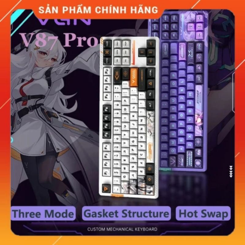 Bàn Phím Cơ VGN V87/V87 Pro, Mạch Xuôi 3 Mode Led RGB | Shopee Việt Nam